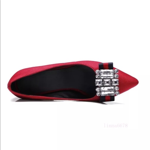 Shoes | Classic Suede Rhinestone Red Shoes | Poshmark